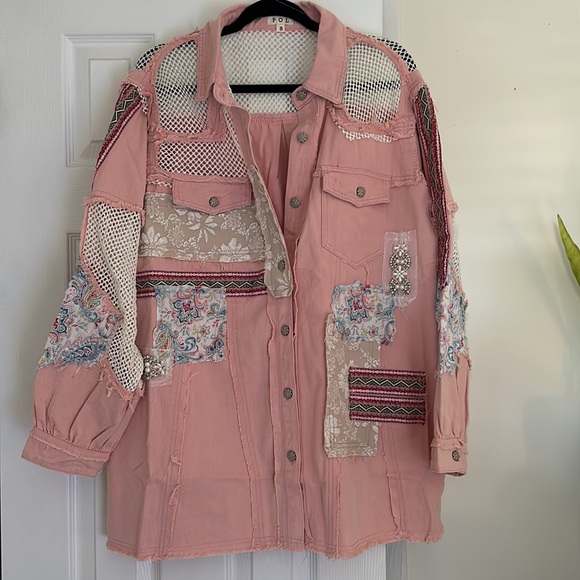 POL | Jackets & Coats | New Pol Oversized Long Sleeve Patchwork Crochet ...